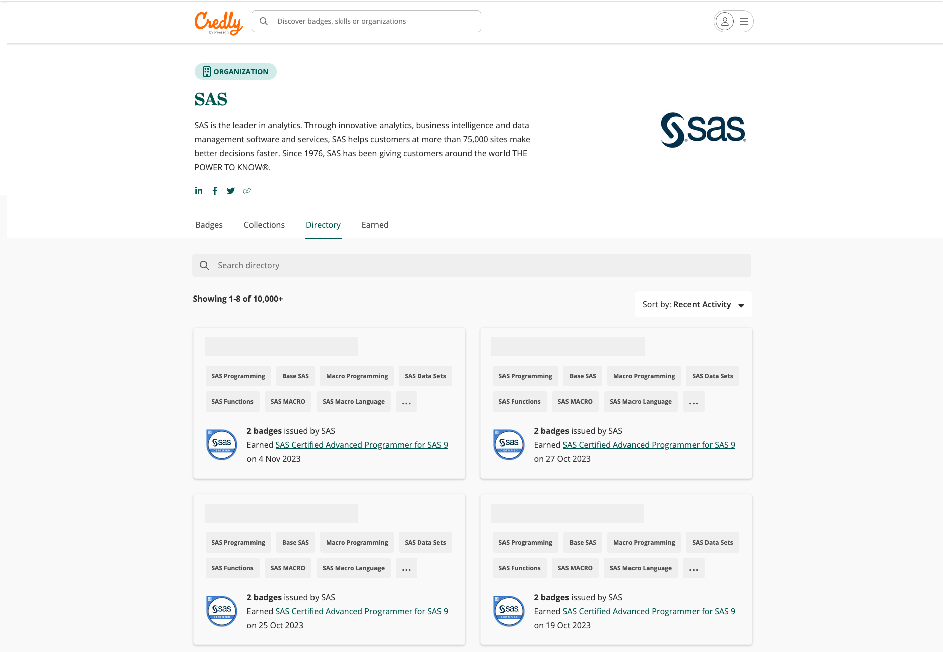 SAS Certified Professionals Directory now available on Credly – Credly ...